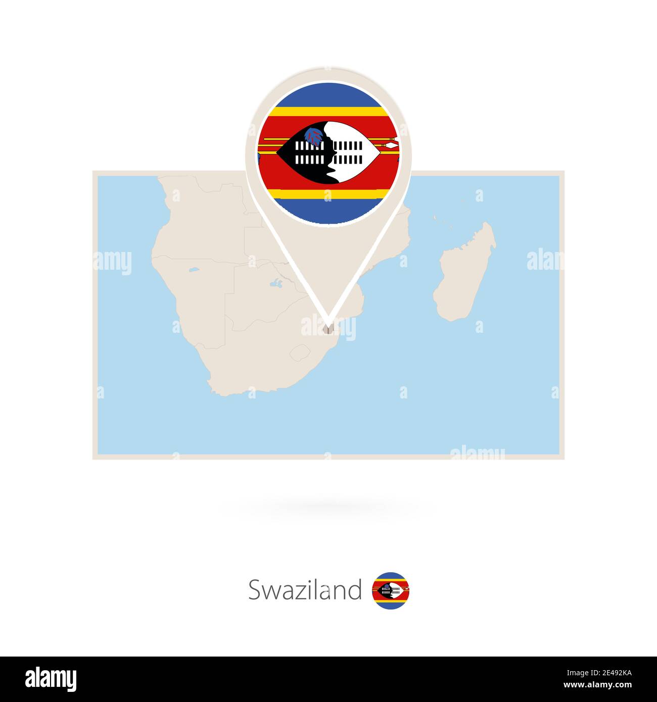 Rectangular map of Swaziland with pin icon of Swaziland Stock Vector ...