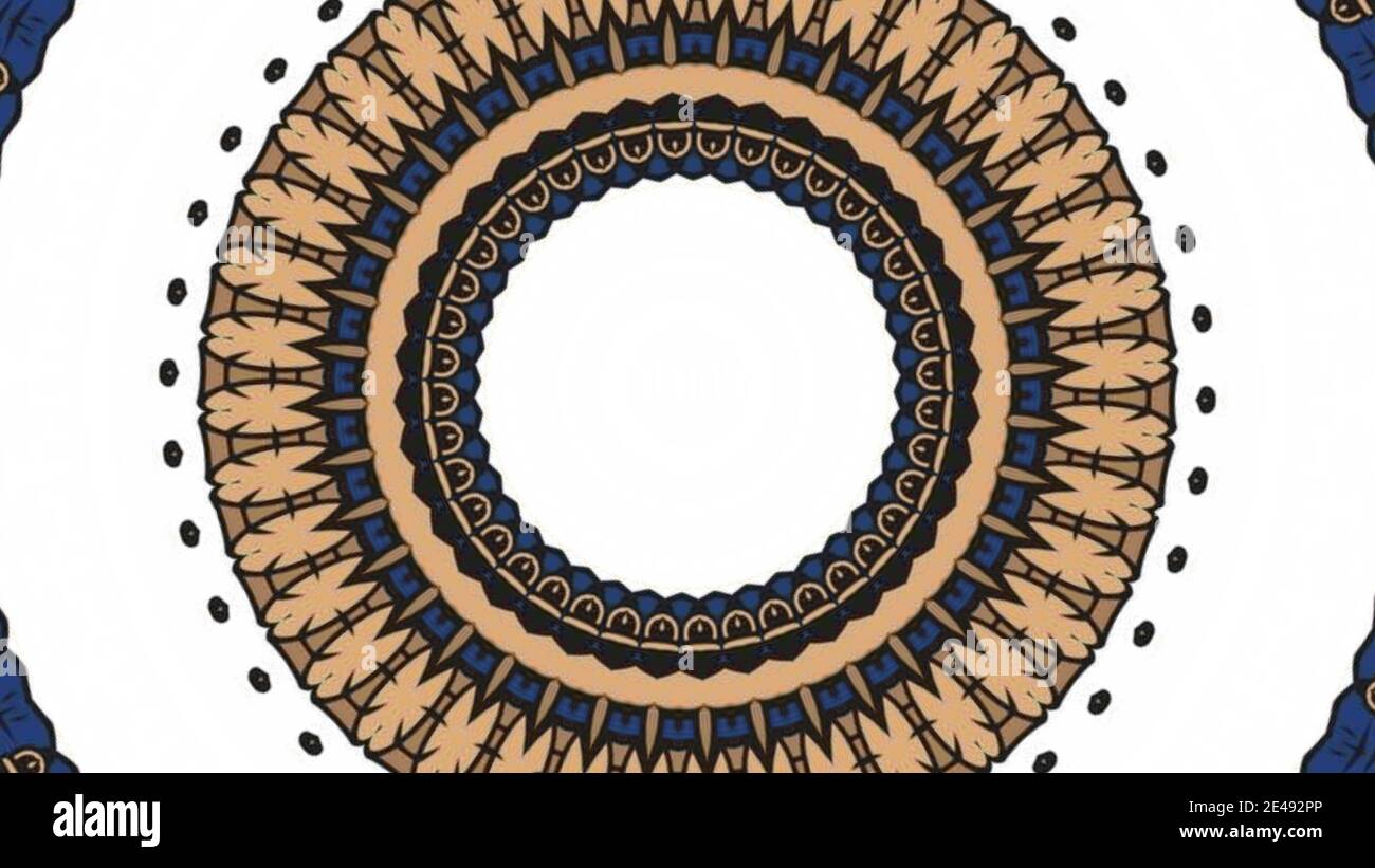 Abstract background design with blue and beige ornamental circular ...