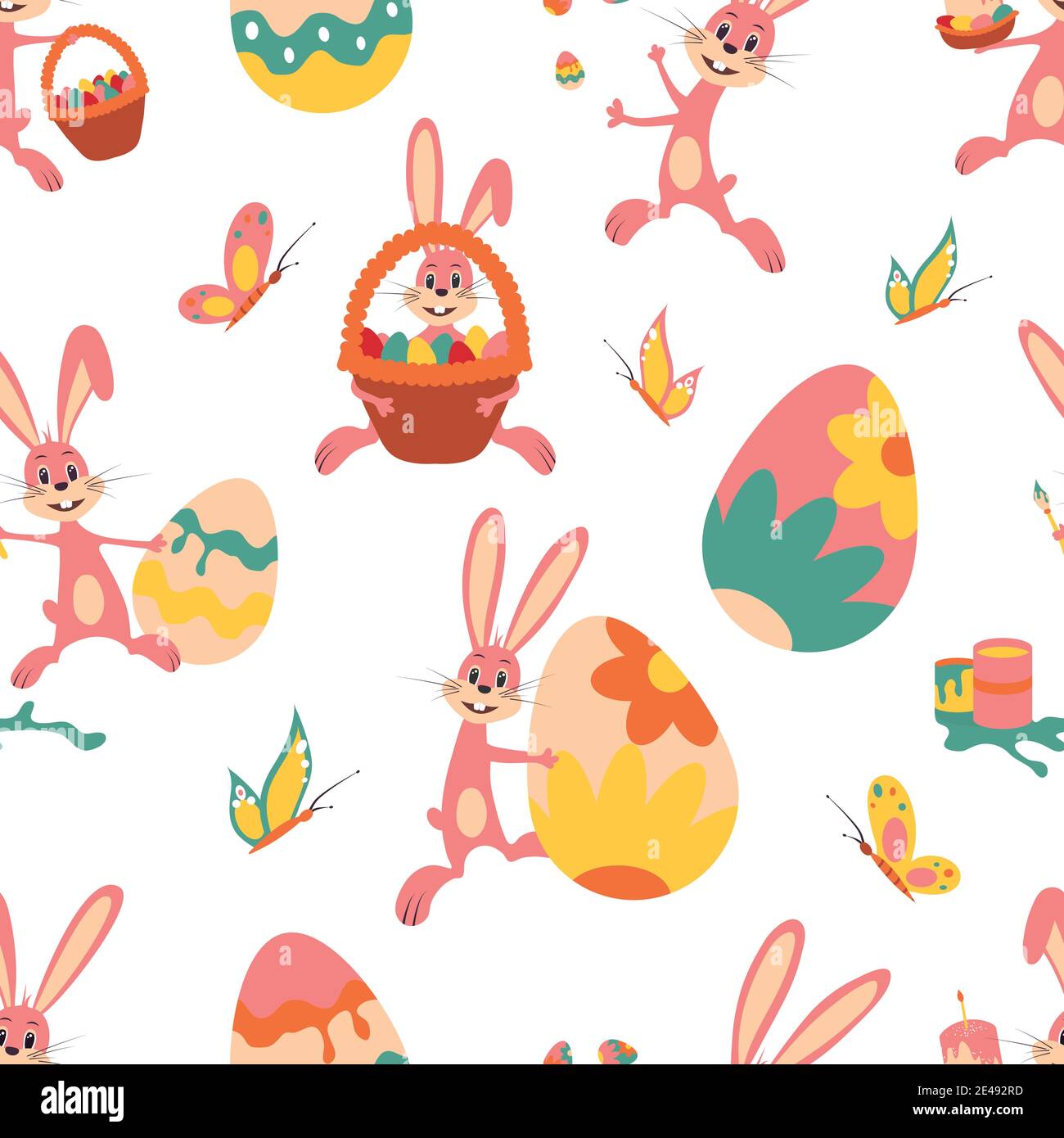 Easter bunny. Pattern. Vector illustration isolated on white background ...