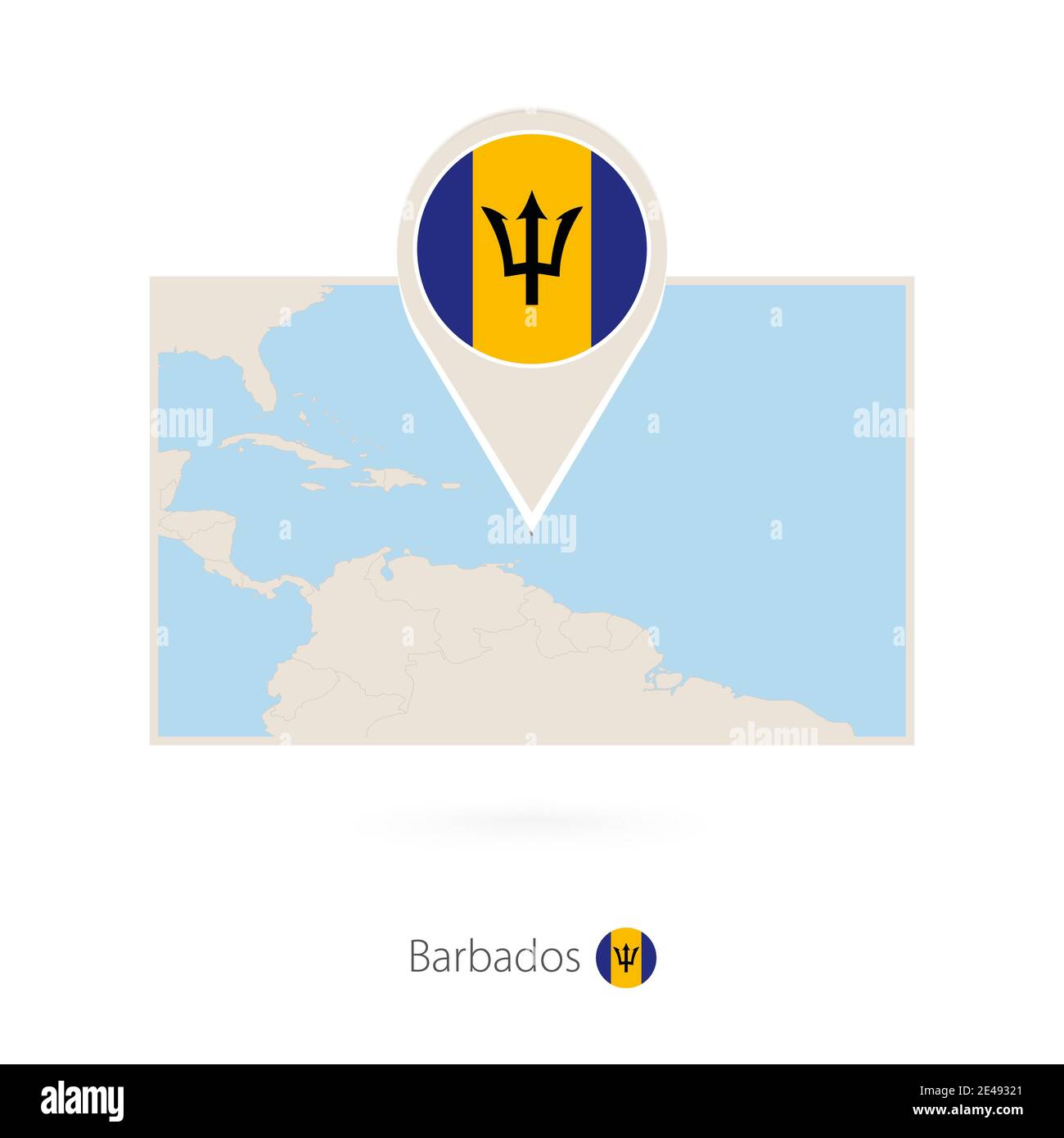 Rectangular map of Barbados with pin icon of Barbados Stock Vector ...