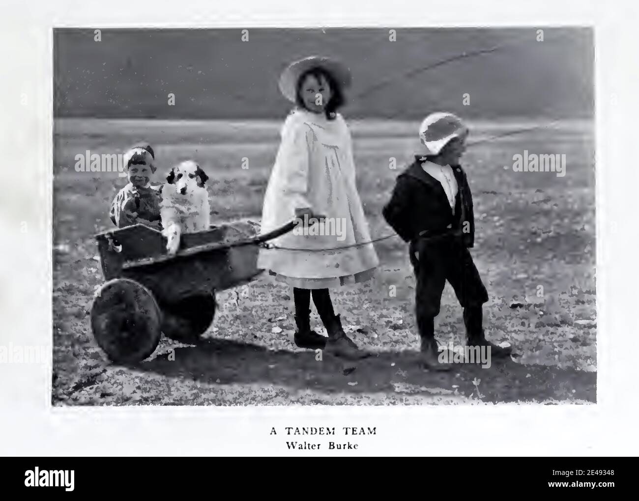 Walter Burke photograph from 1901 entitles A Tandem Team. A young girl ...