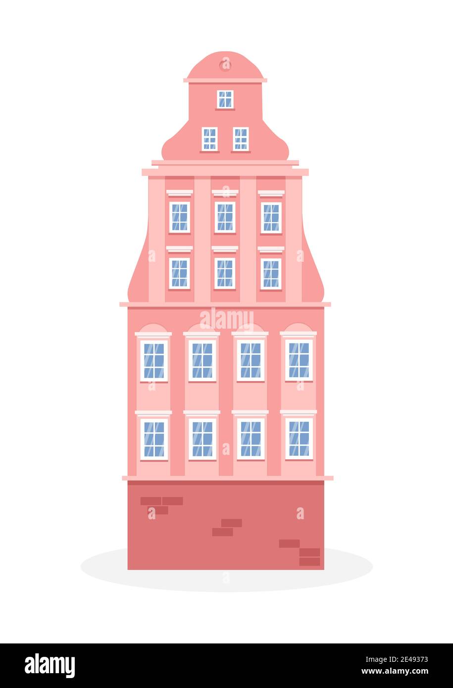 European colorful old house. Dutch style. Pink historic facade ...