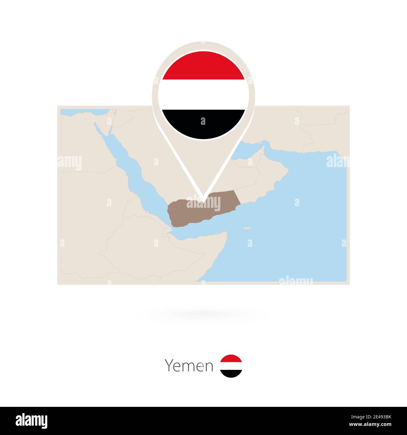 Rectangular map of Yemen with pin icon of Yemen Stock Vector Image ...
