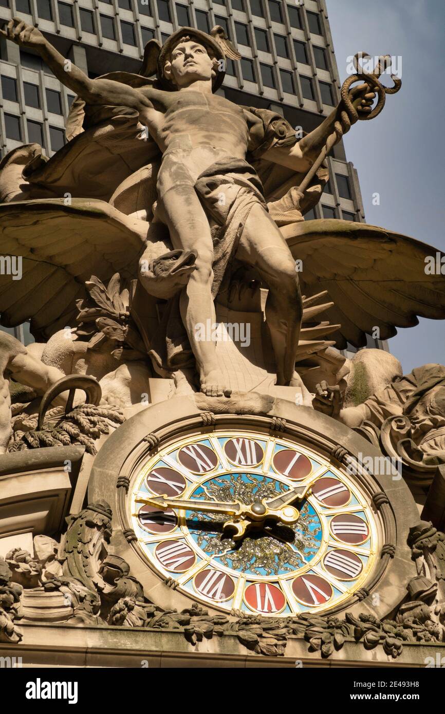 The facade of Grand Central Terminal features a transportation ...