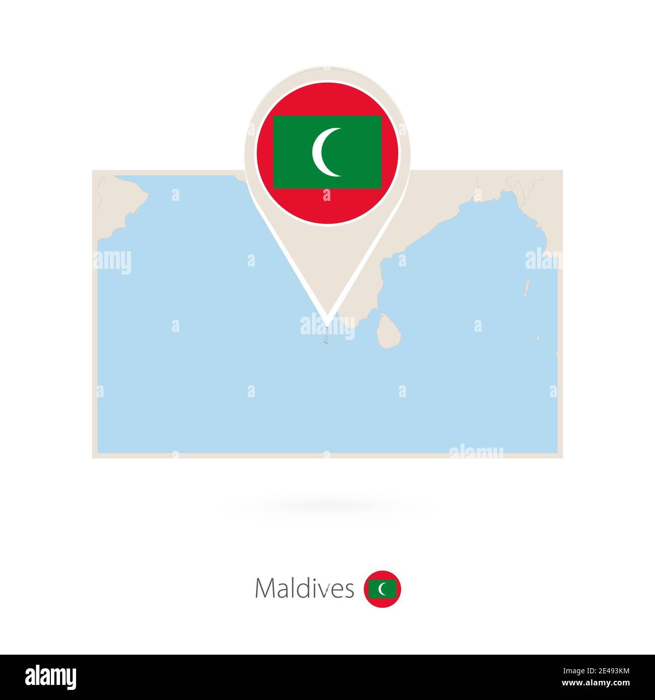 Rectangular map of Maldives with pin icon of Maldives Stock Vector ...