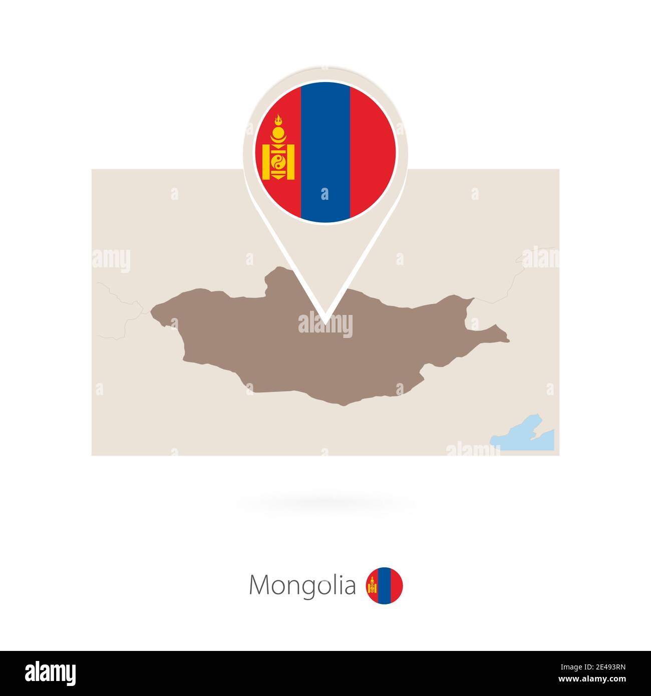 Rectangular map of Mongolia with pin icon of Mongolia Stock Vector ...