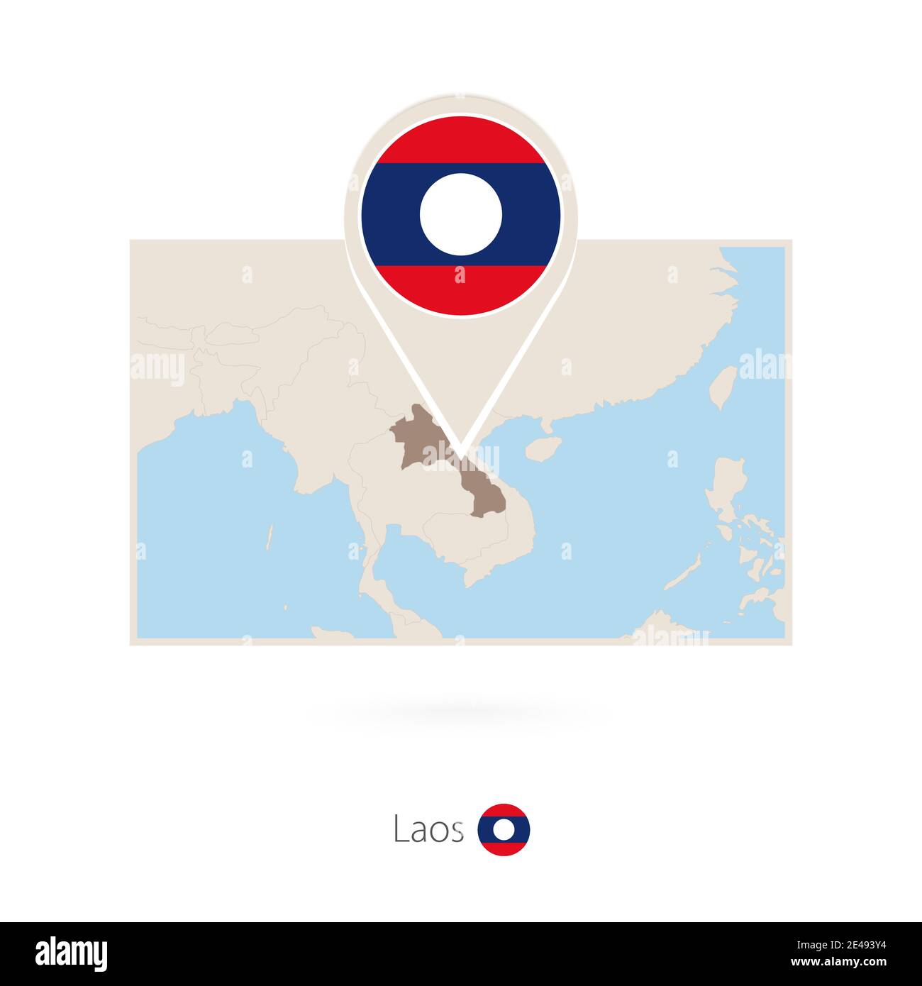 Rectangular map of Laos with pin icon of Laos Stock Vector Image & Art ...