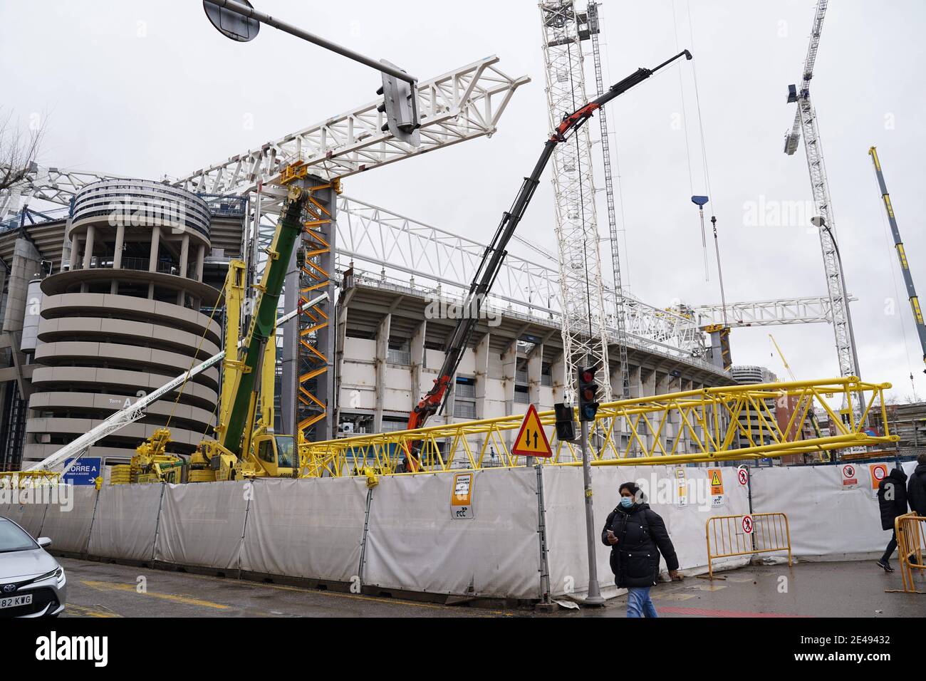 A view of the stadium during its renovation. The new Bernabeu Stadium ...