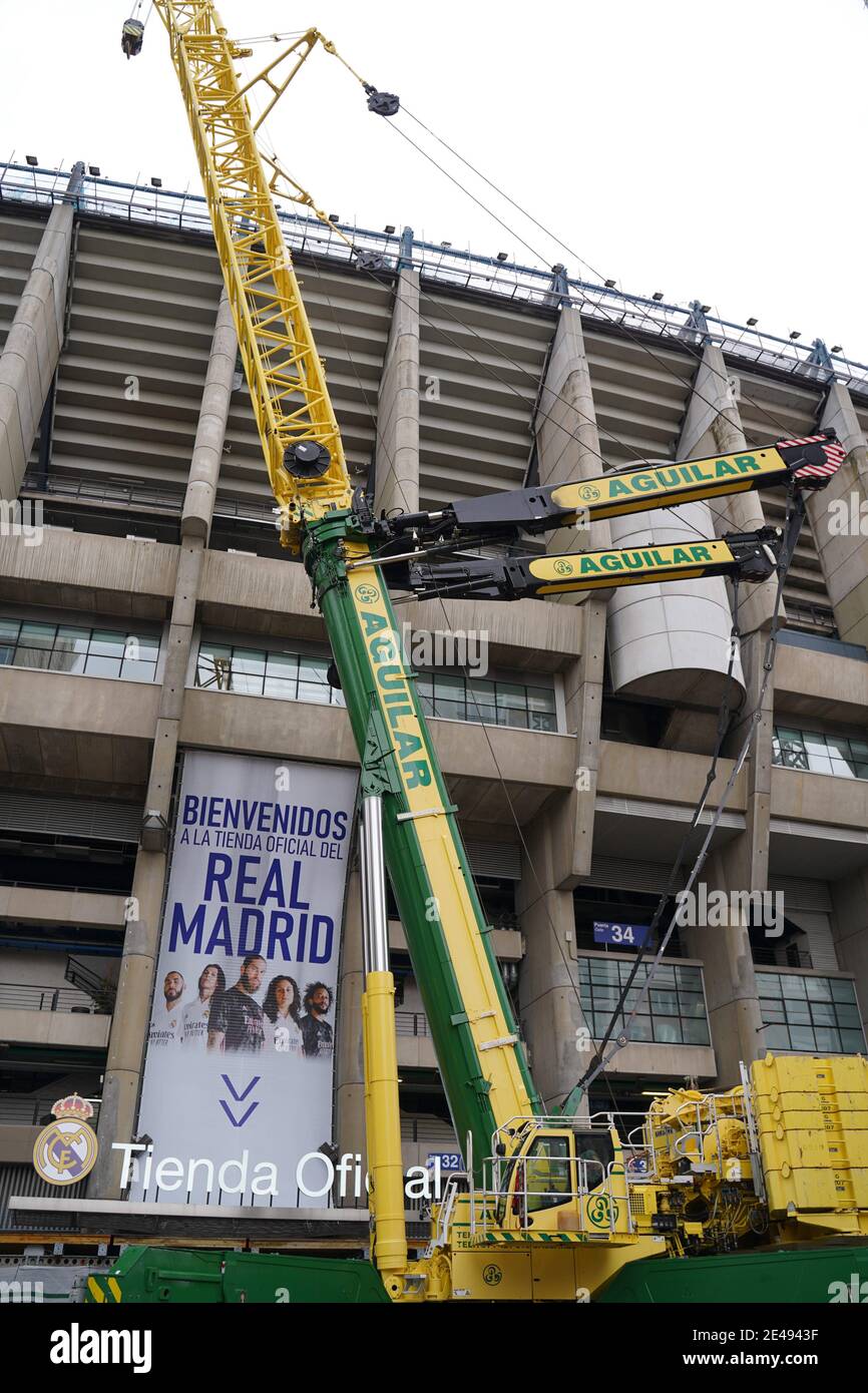 A view of the stadium during its renovation. The new Bernabeu Stadium ...