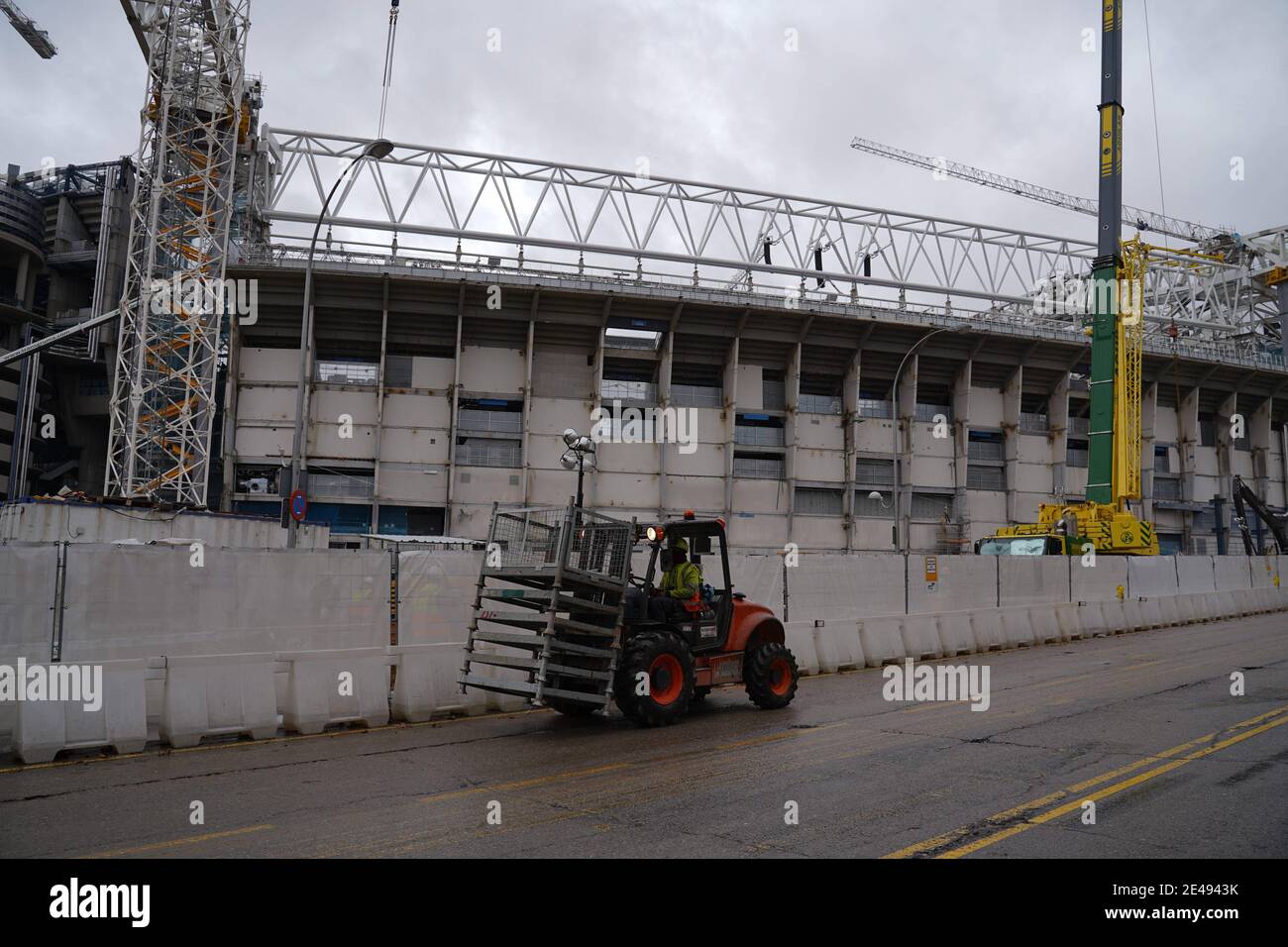 A view of the stadium during its renovation. The new Bernabeu Stadium ...