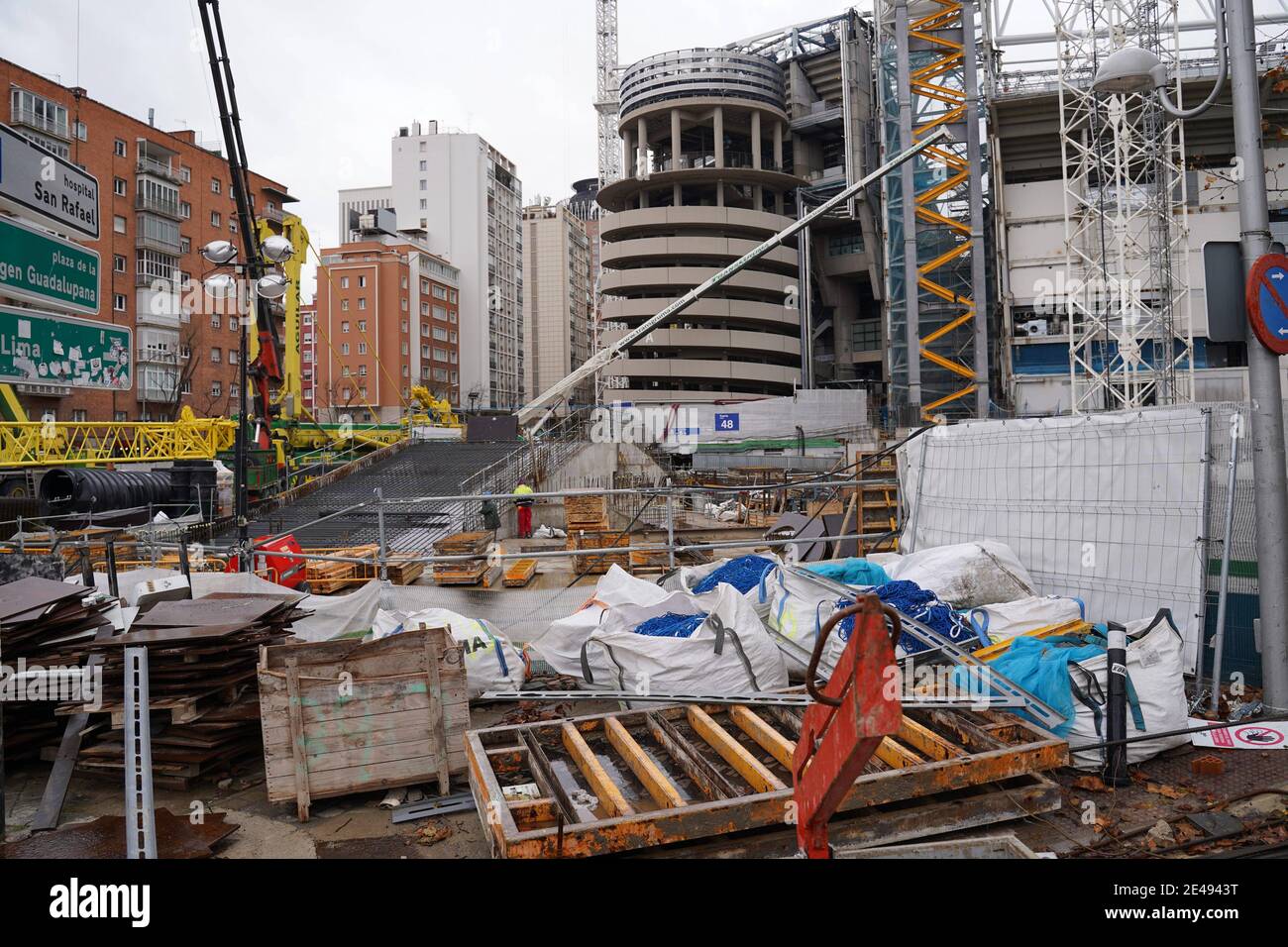A view of the stadium during its renovation. The new Bernabeu Stadium ...