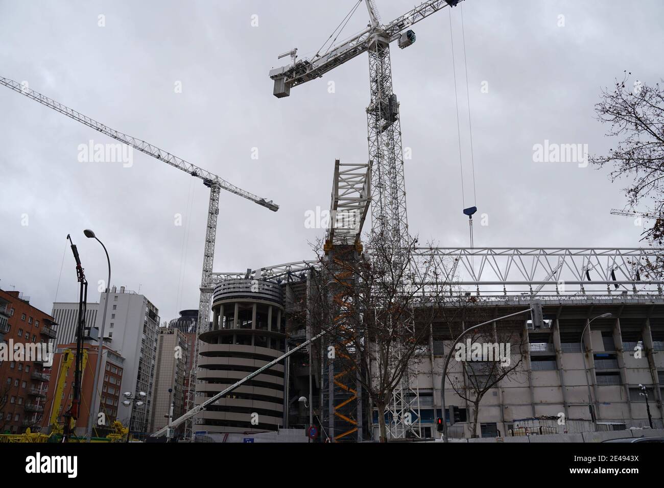 A view of the stadium during its renovation. The new Bernabeu Stadium ...