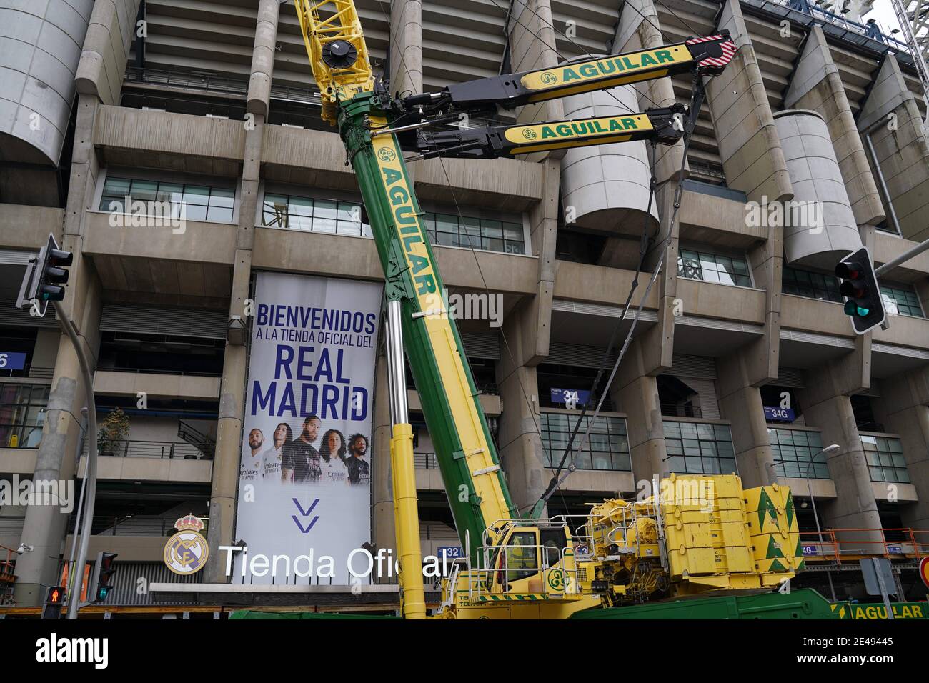 A view of the stadium during its renovation. The new Bernabeu Stadium ...
