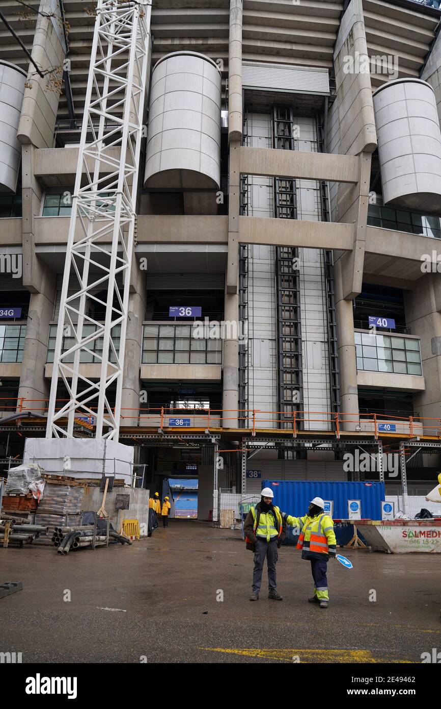 A view of the stadium during its renovation. The new Bernabeu Stadium ...