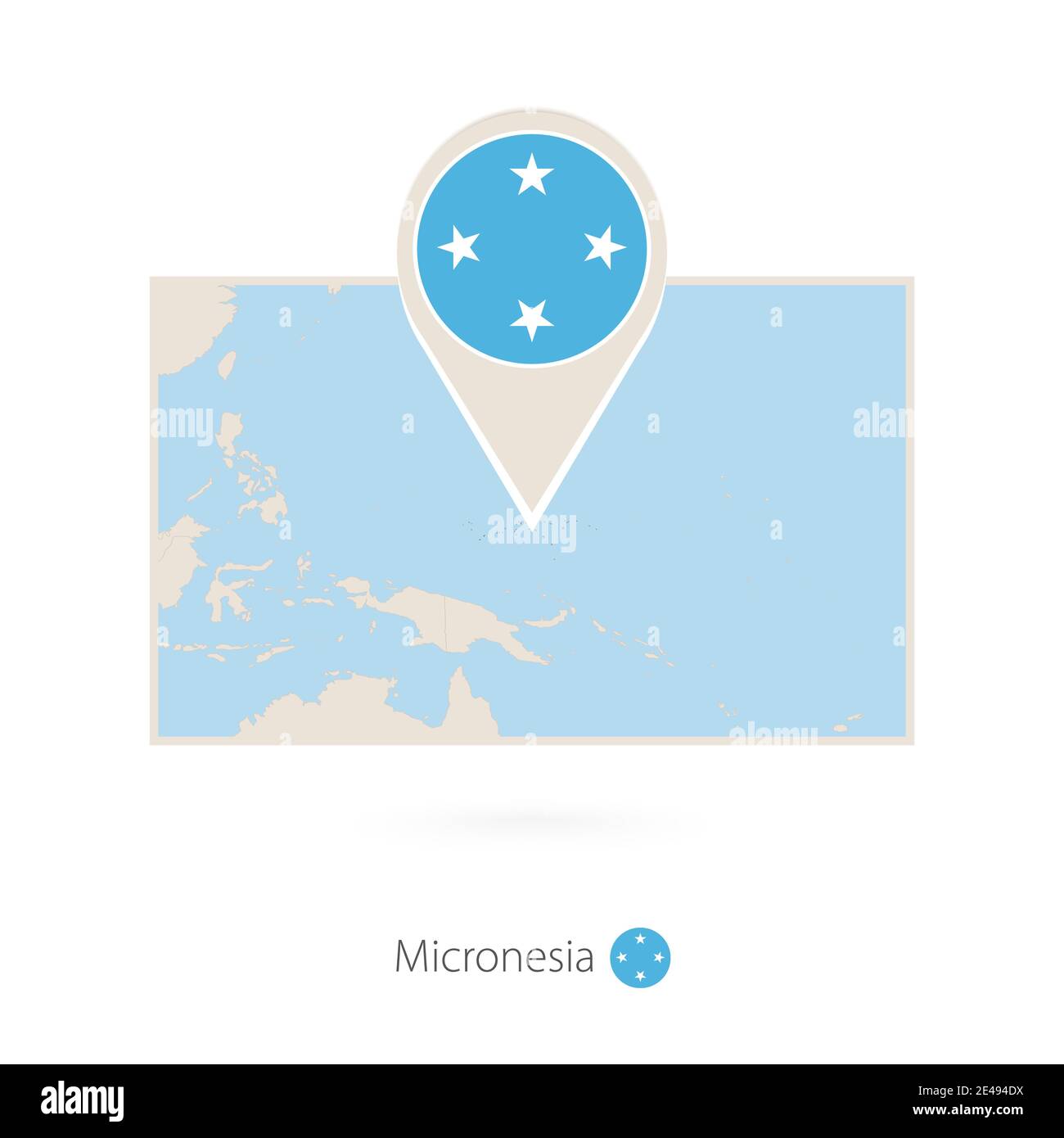 Rectangular map of Micronesia with pin icon of Micronesia Stock Vector ...