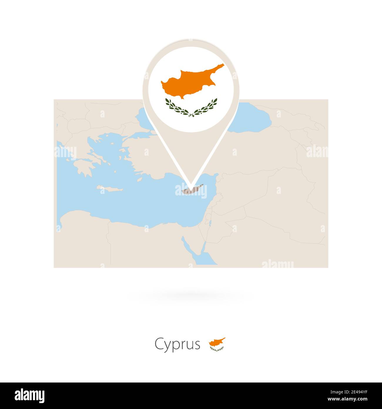 Rectangular map of Cyprus with pin icon of Cyprus Stock Vector Image ...