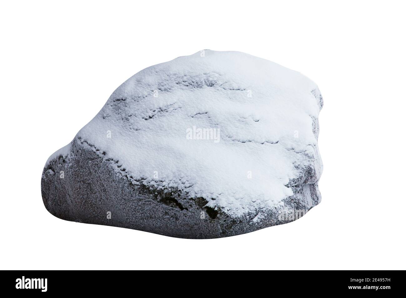stone with snow isolated on white background Stock Photo - Alamy