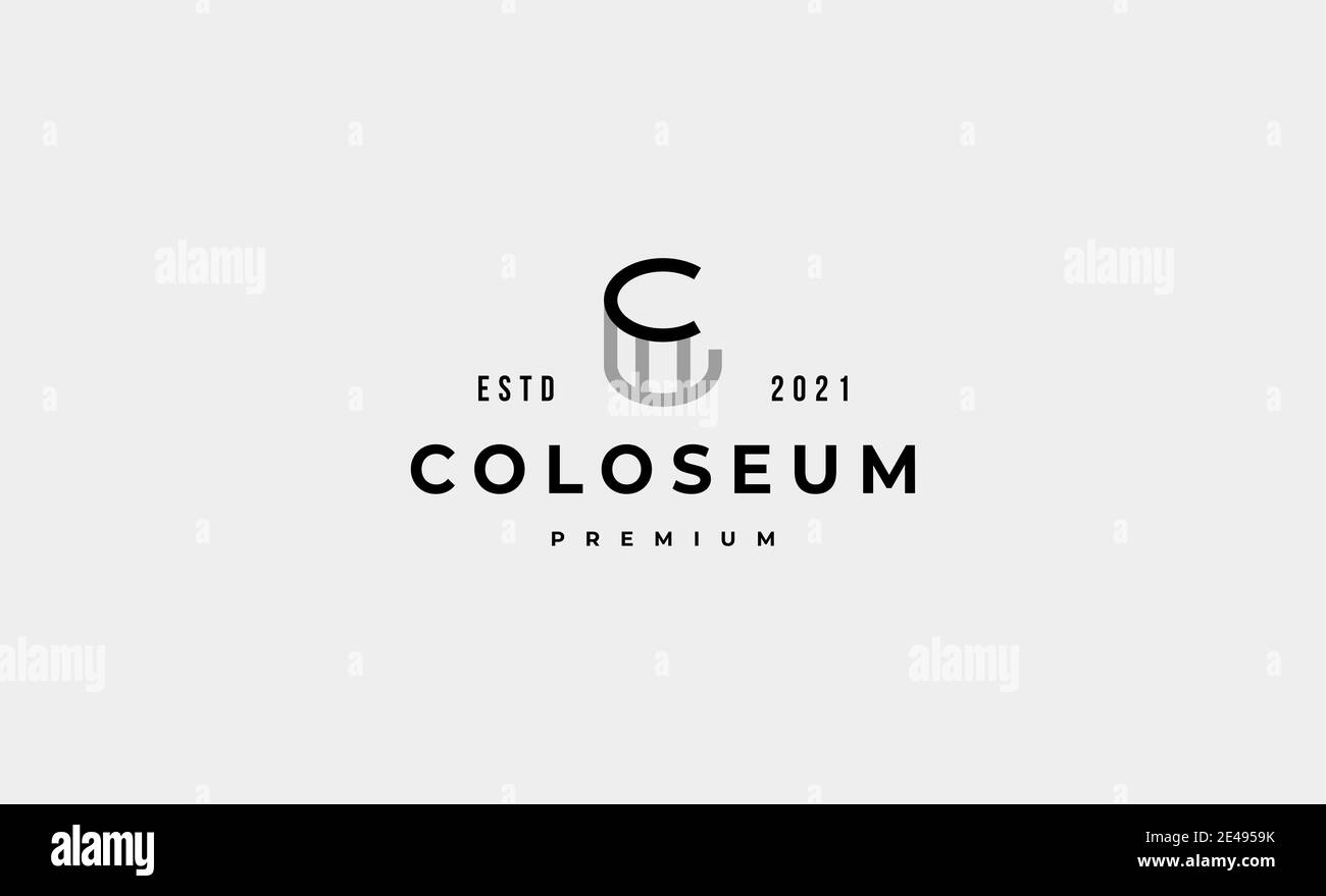 Colosseum simple Logo vector Design icon Illustration Stock Photo - Alamy