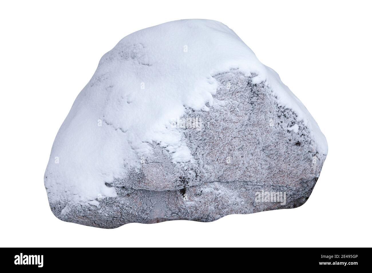stone with snow isolated on white background Stock Photo - Alamy