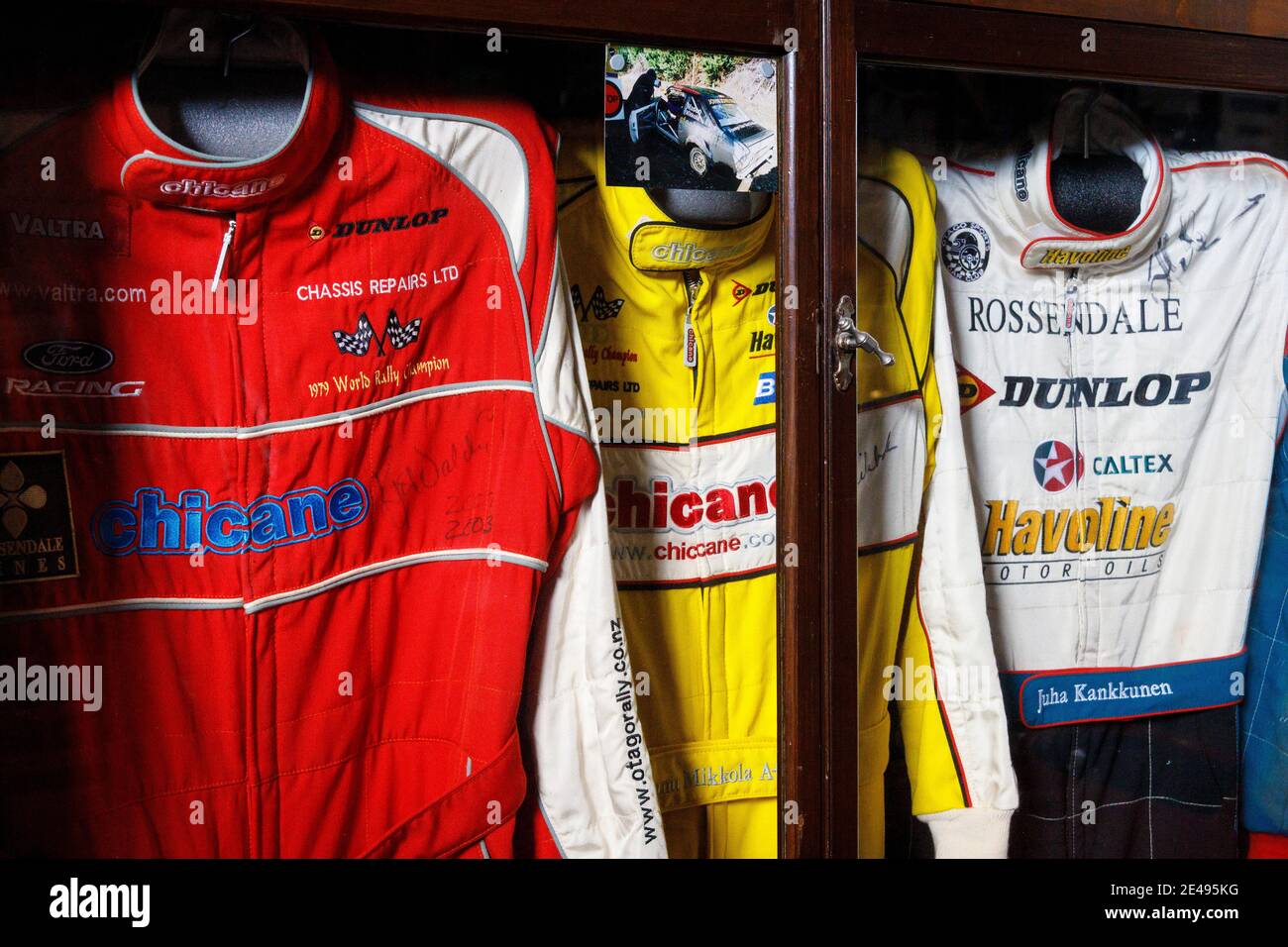 Racing suits on display at the Oamaru Auto Collection, Oamaru, New ...