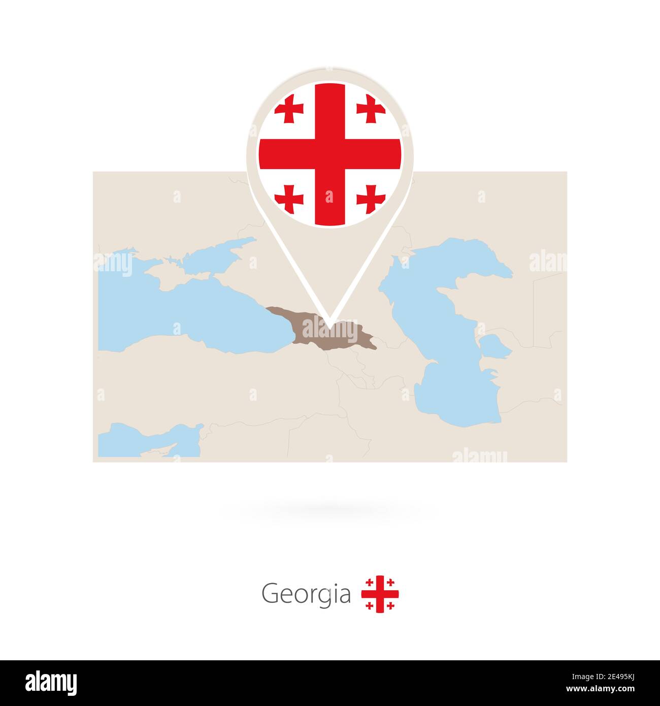Rectangular map of Georgia with pin icon of Georgia Stock Vector Image ...