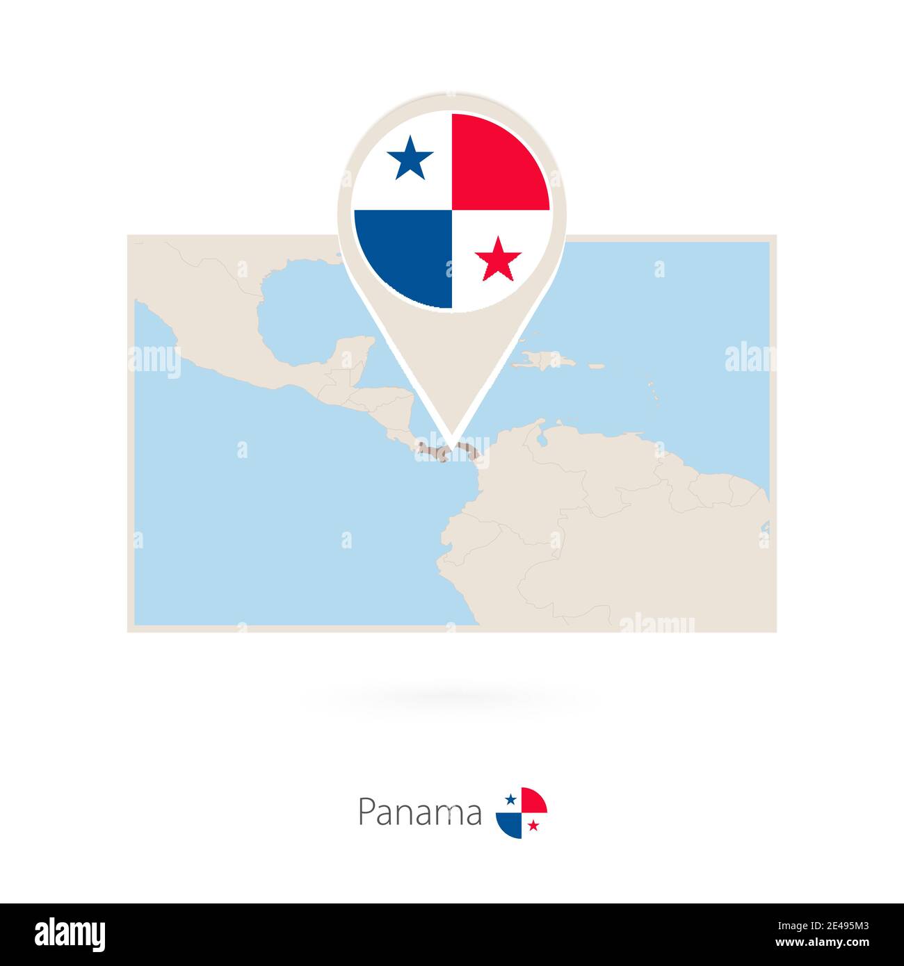 Rectangular map of Panama with pin icon of Panama Stock Vector Image ...