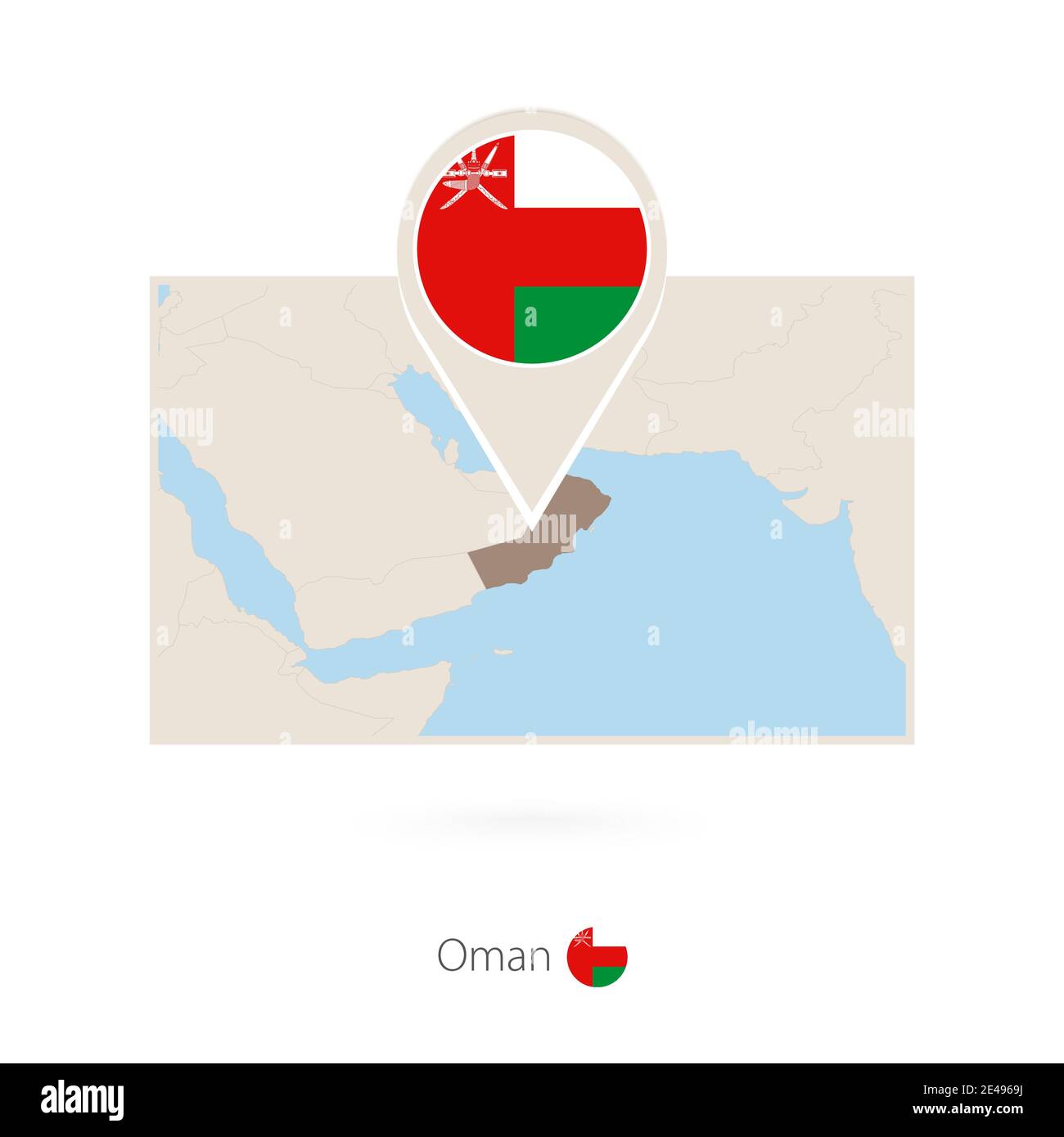 Rectangular map of Oman with pin icon of Oman Stock Vector Image & Art ...