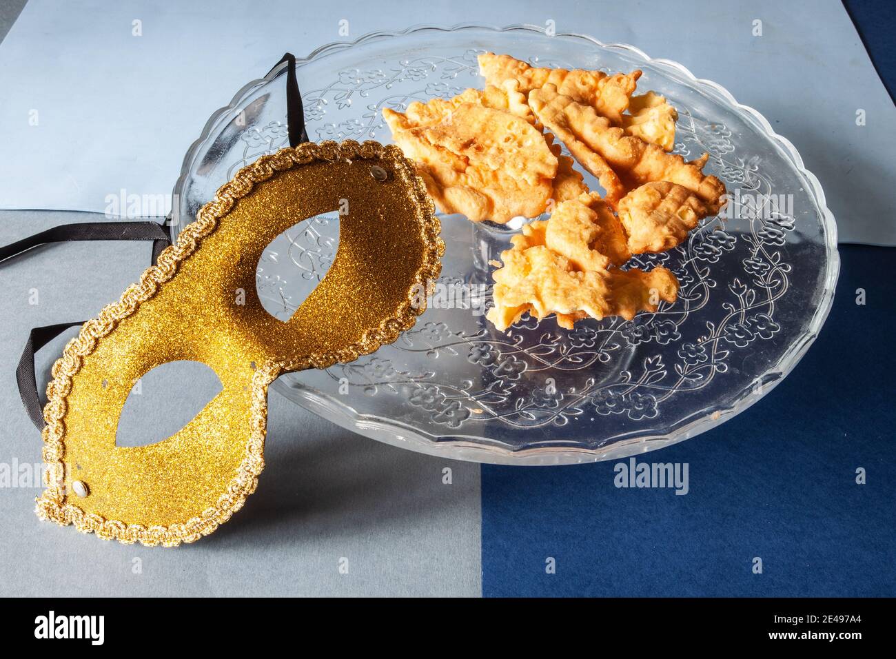 Carnival setting in natural light for typical Italian carnival sweets ...