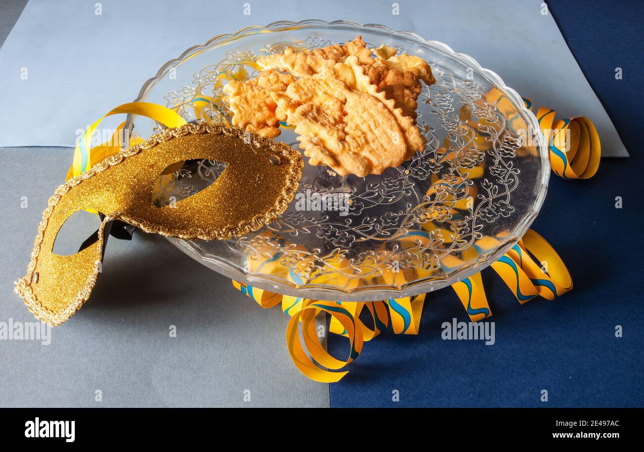 Carnival setting in natural light for typical Italian carnival sweets ...