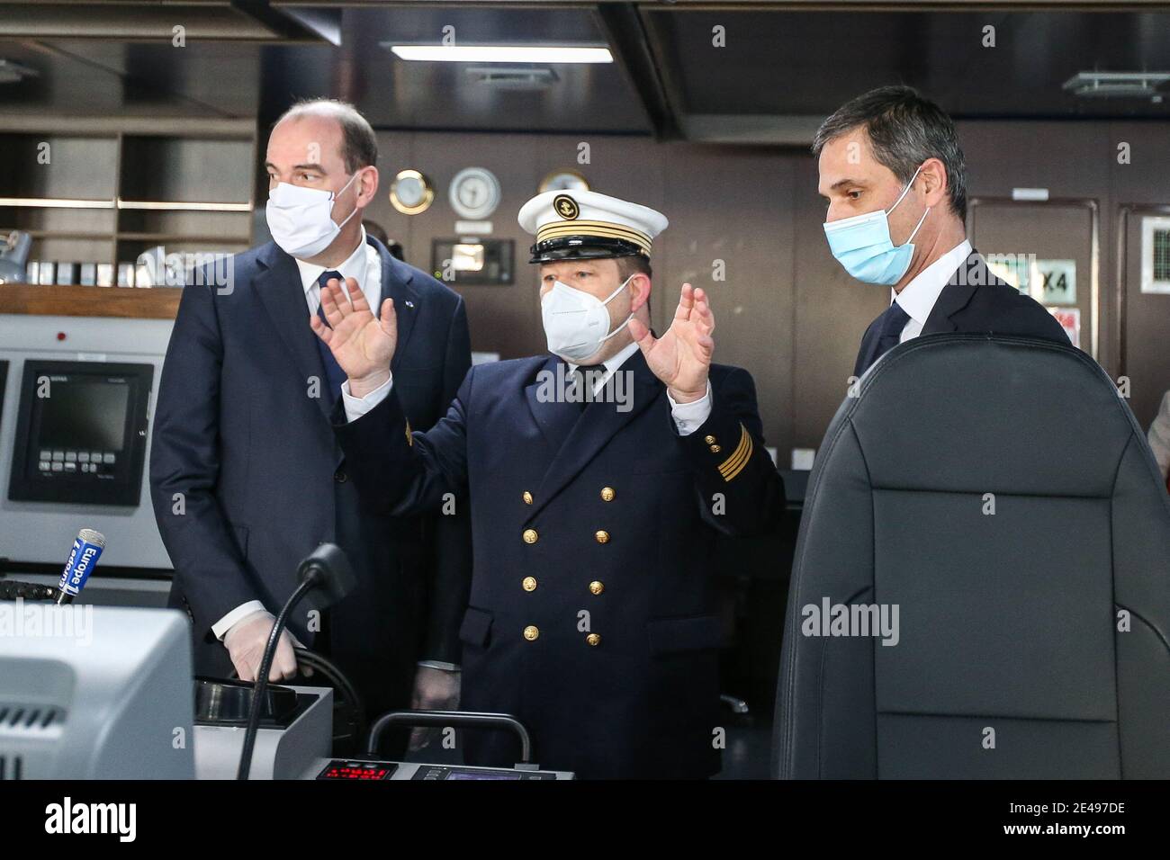 Le Havre, France. 22nd Jan 2021. French prime minister Jean Castex ...