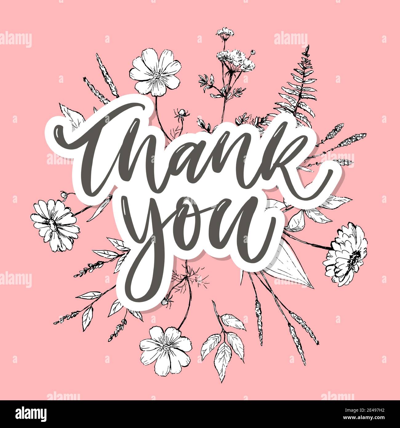 Cute Thank You Script Card Stock Vector Image & Art - Alamy