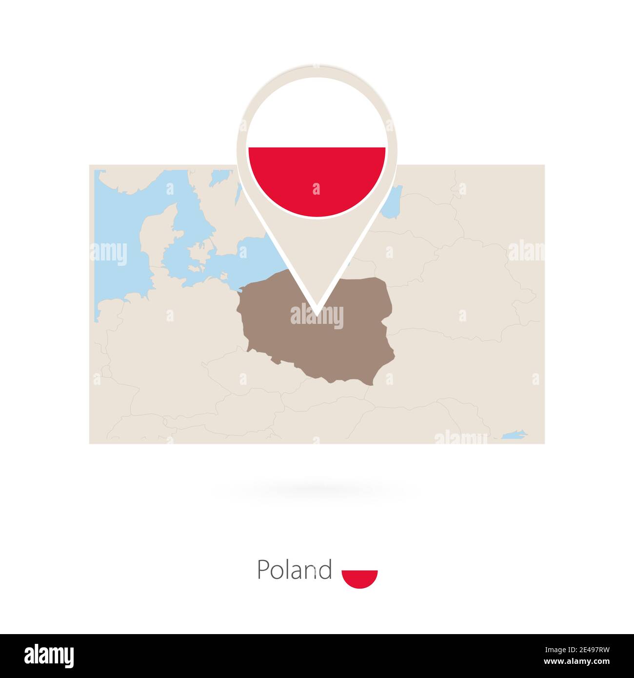Rectangular map of Poland with pin icon of Poland Stock Vector Image ...