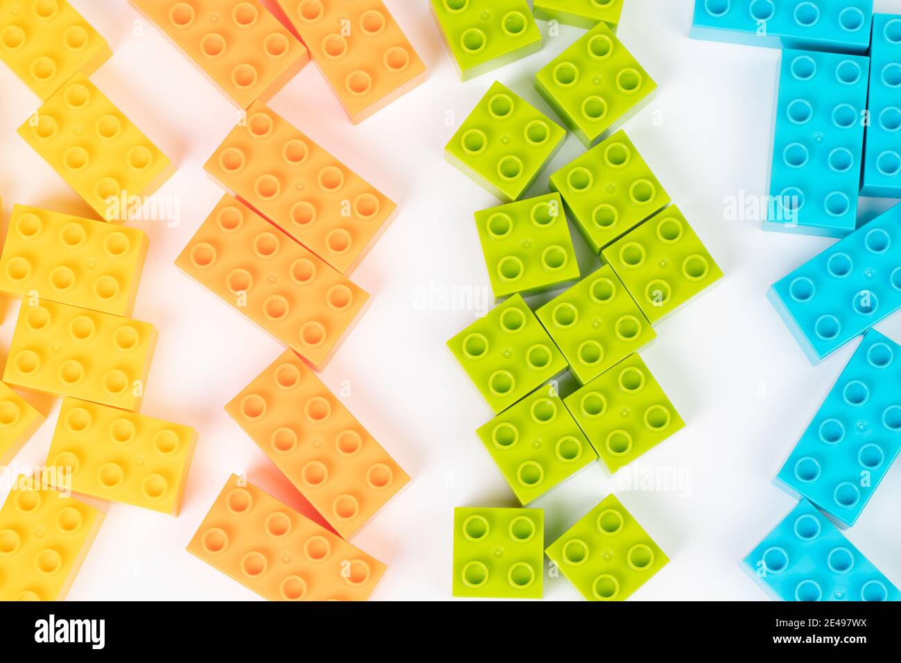 Colorful building toy blocks isolated on white background Stock Photo ...