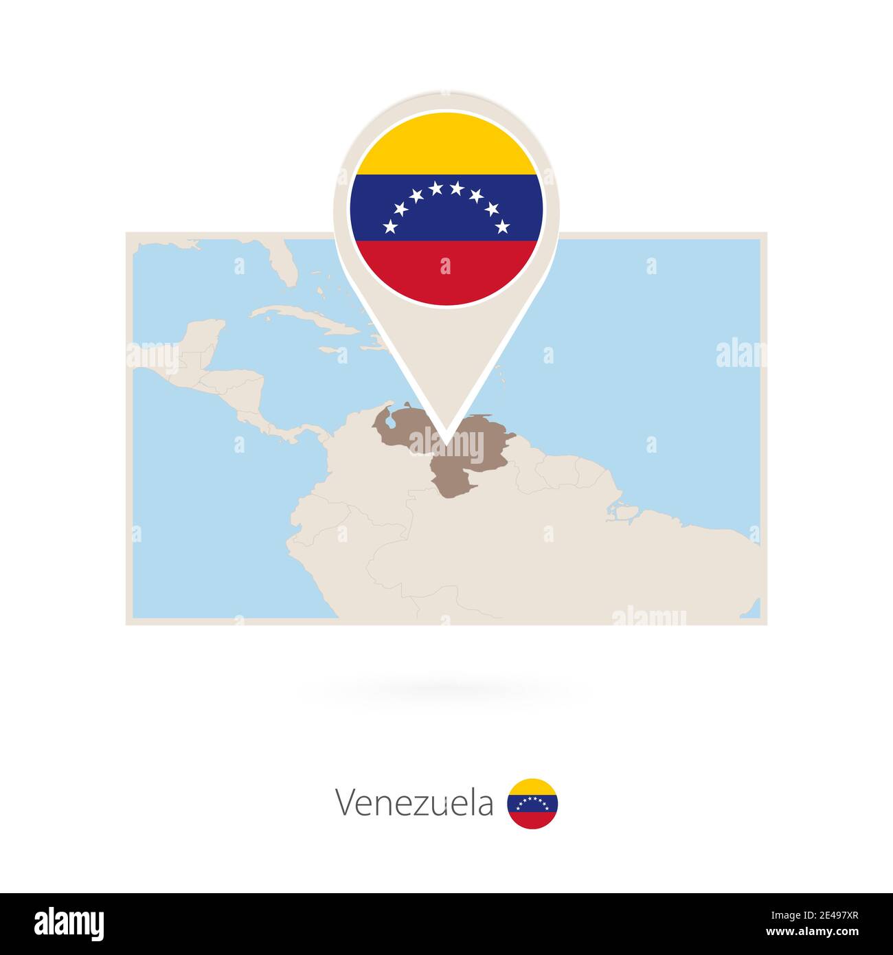 Rectangular map of Venezuela with pin icon of Venezuela Stock Vector ...