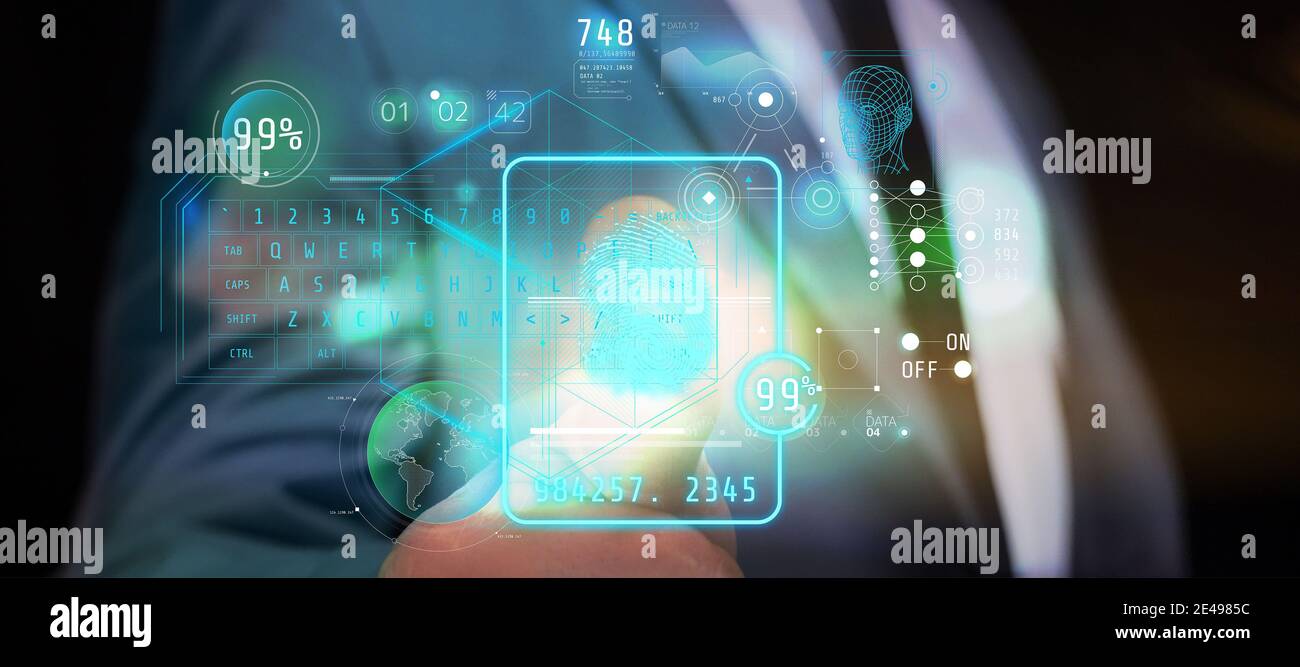Fingerprint identification interface in augmented reality Stock Photo ...