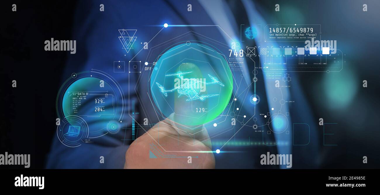 Control and configuration of the drone in augmented reality Stock Photo ...
