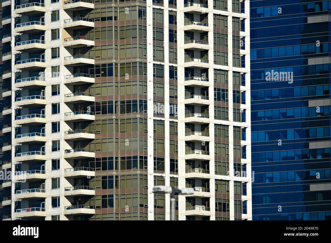 Residential and commercial high-rise buildings exterior view with ...