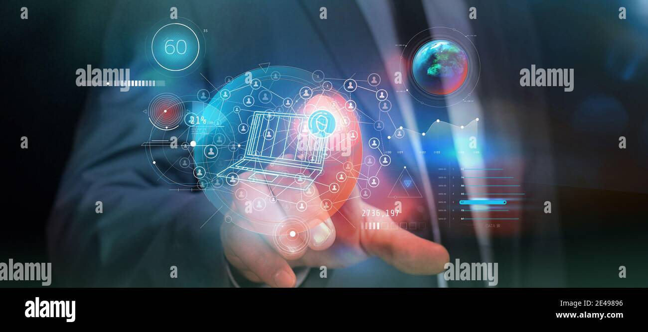 Internet and social networks infographics in augmented reality Stock ...