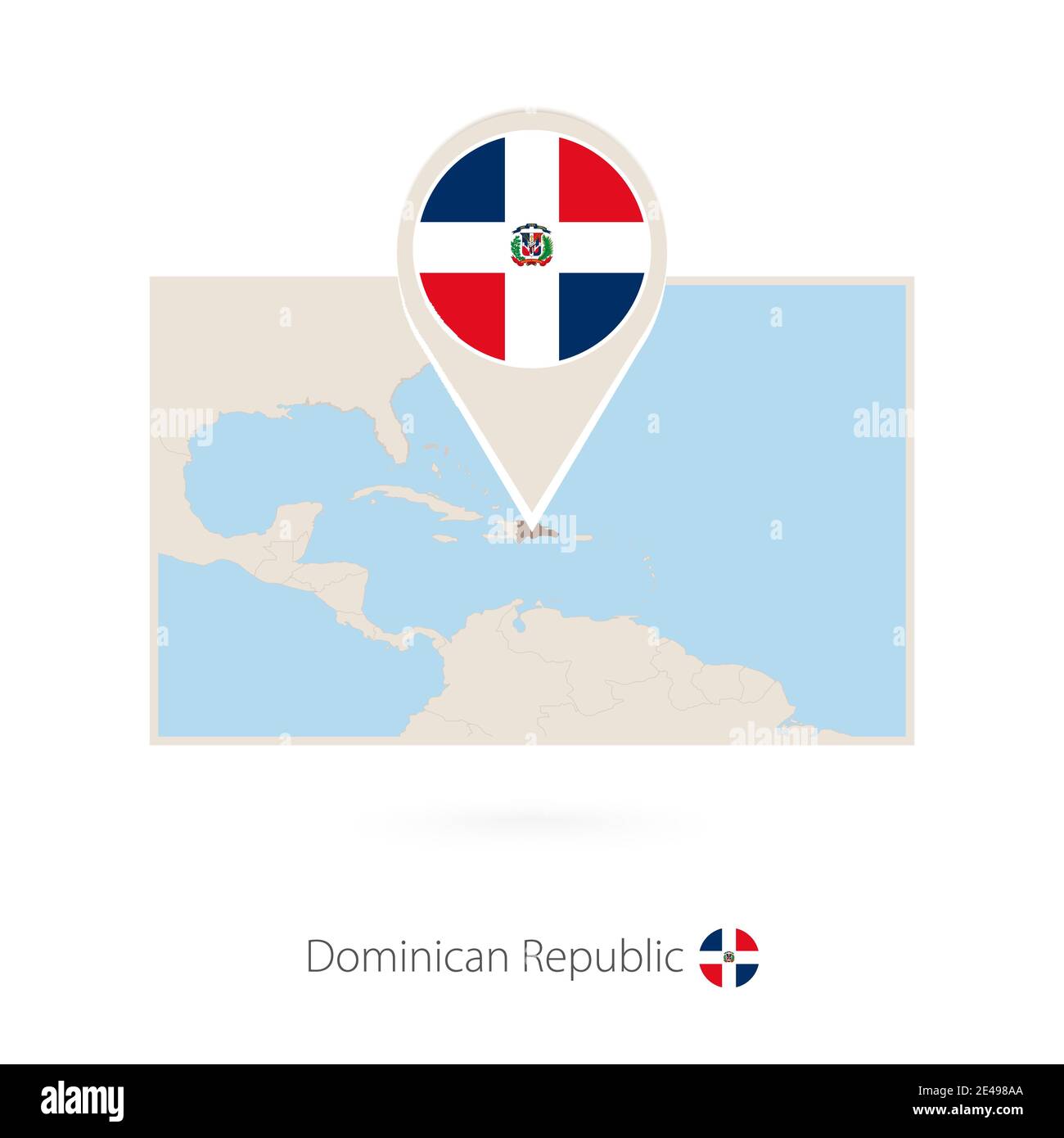 Rectangular map of Dominican Republic with pin icon of Dominican ...