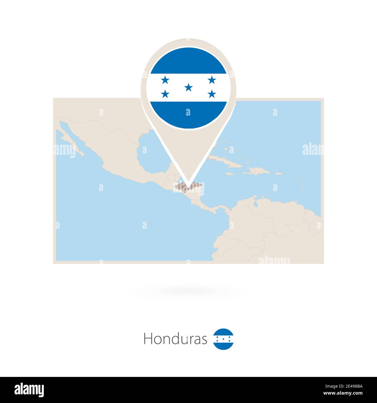 Rectangular map of Honduras with pin icon of Honduras Stock Vector ...