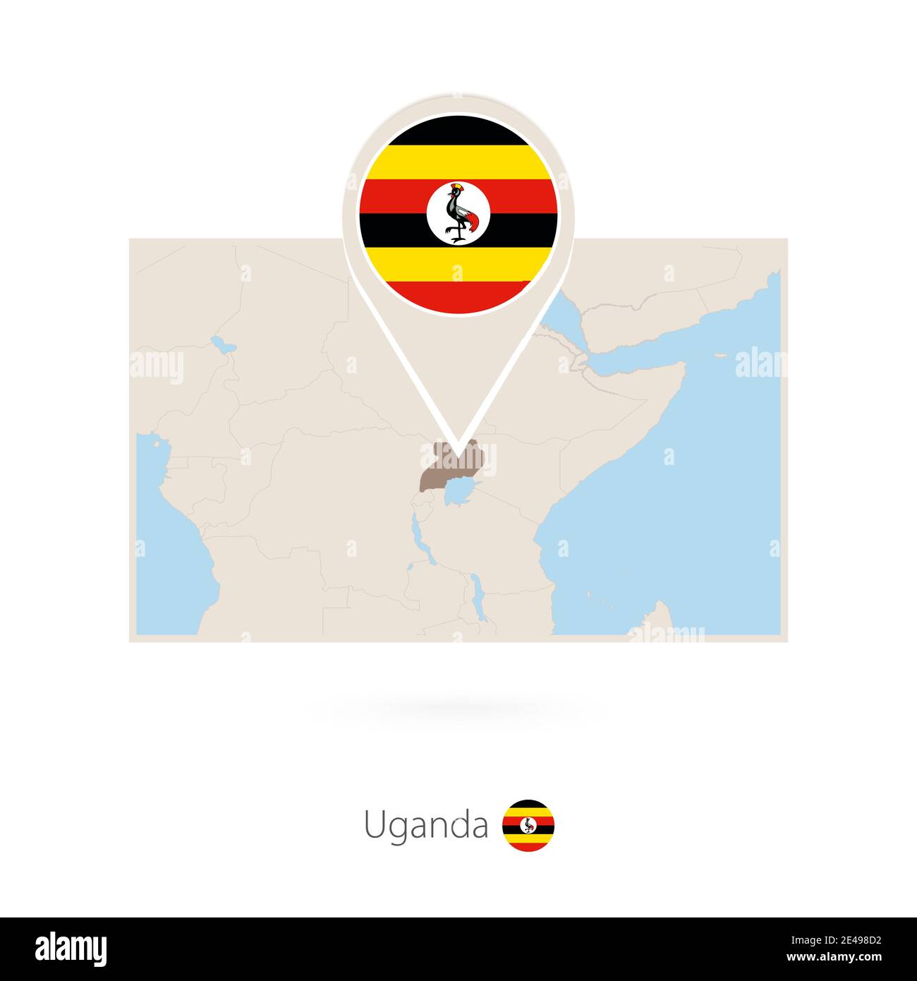 Rectangular map of Uganda with pin icon of Uganda Stock Vector Image ...