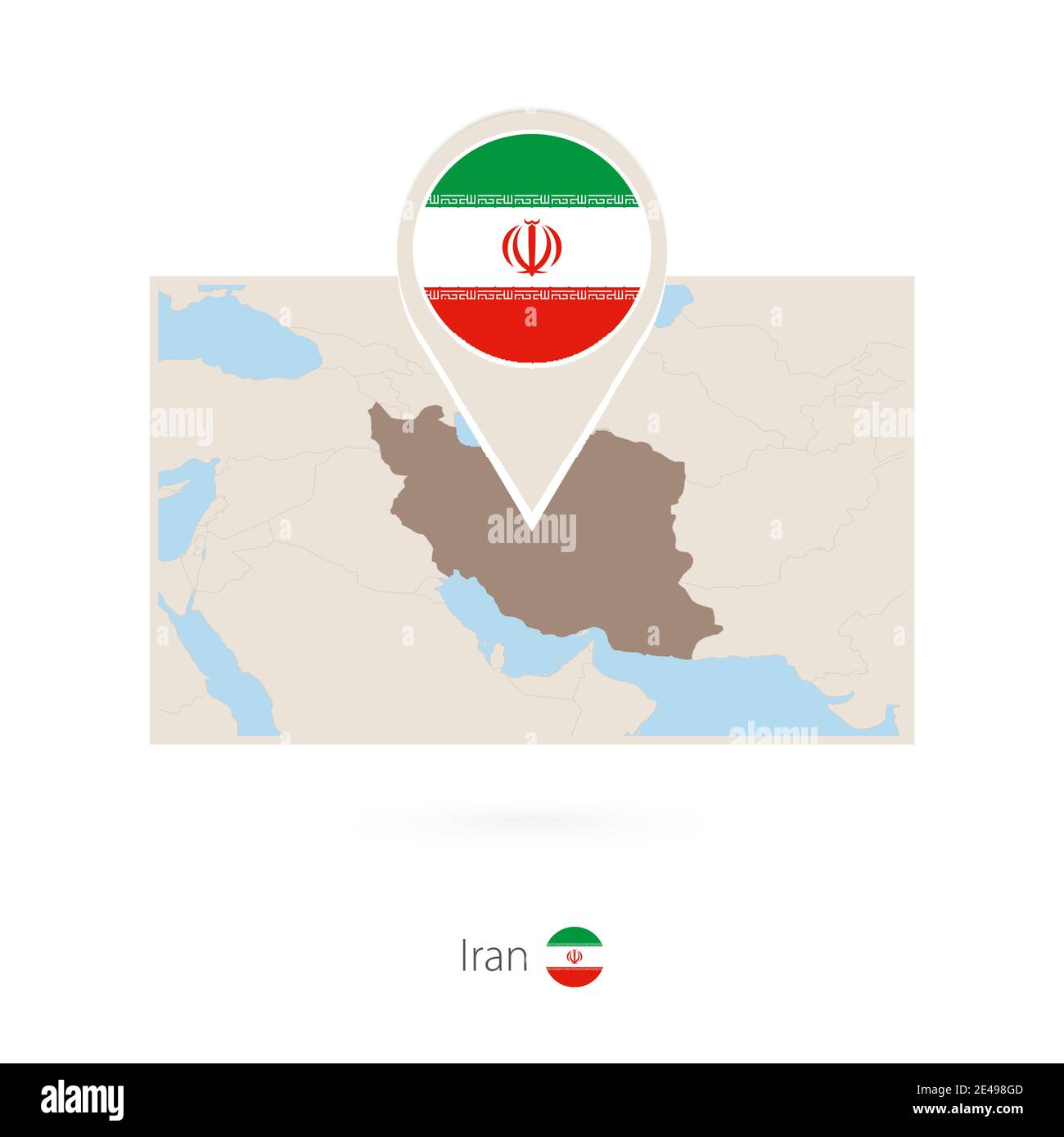 Rectangular map of Iran with pin icon of Iran Stock Vector Image & Art ...