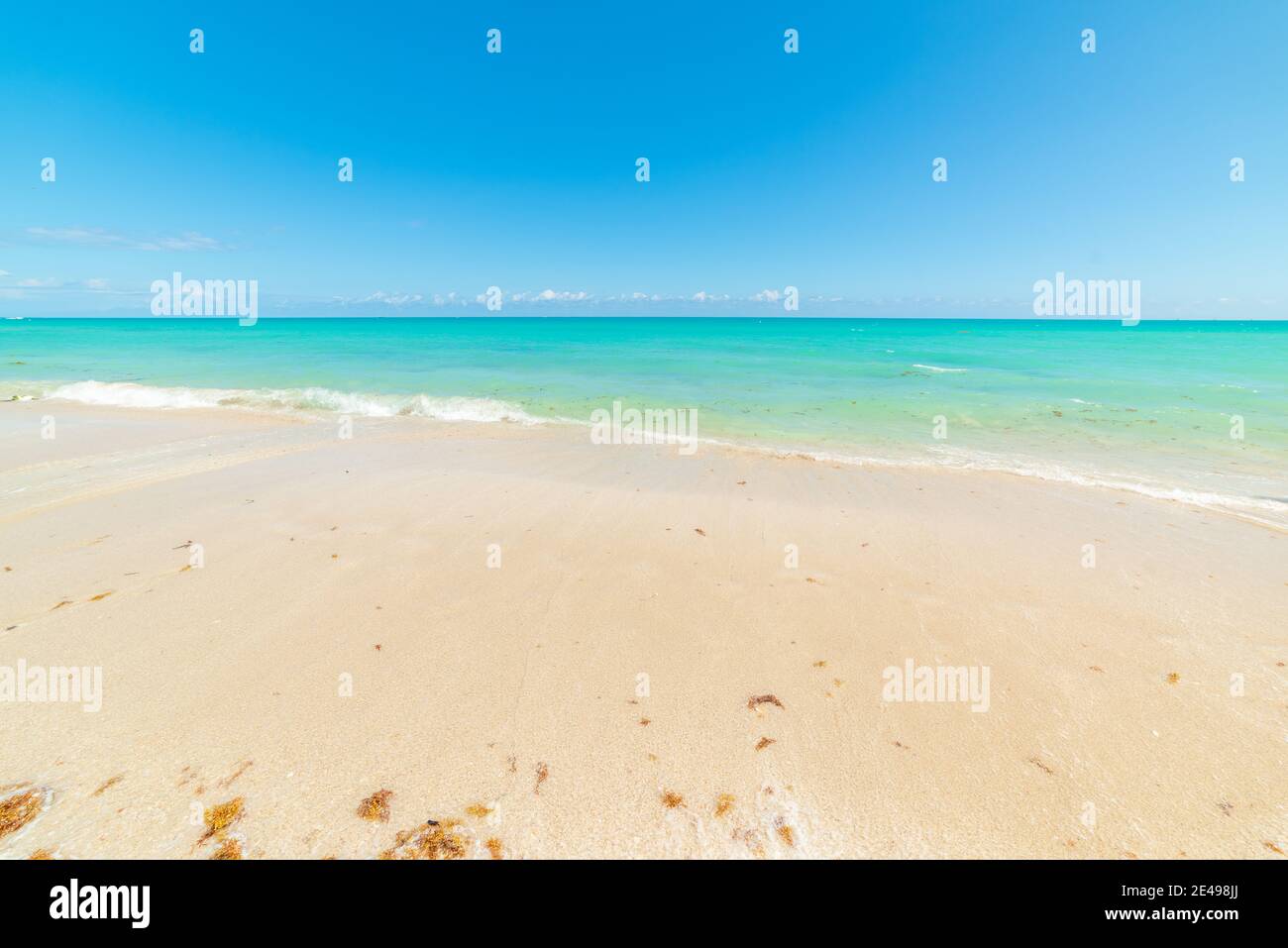 White sand and turquoise water in Miami Beach shoreline. Florida, USA ...