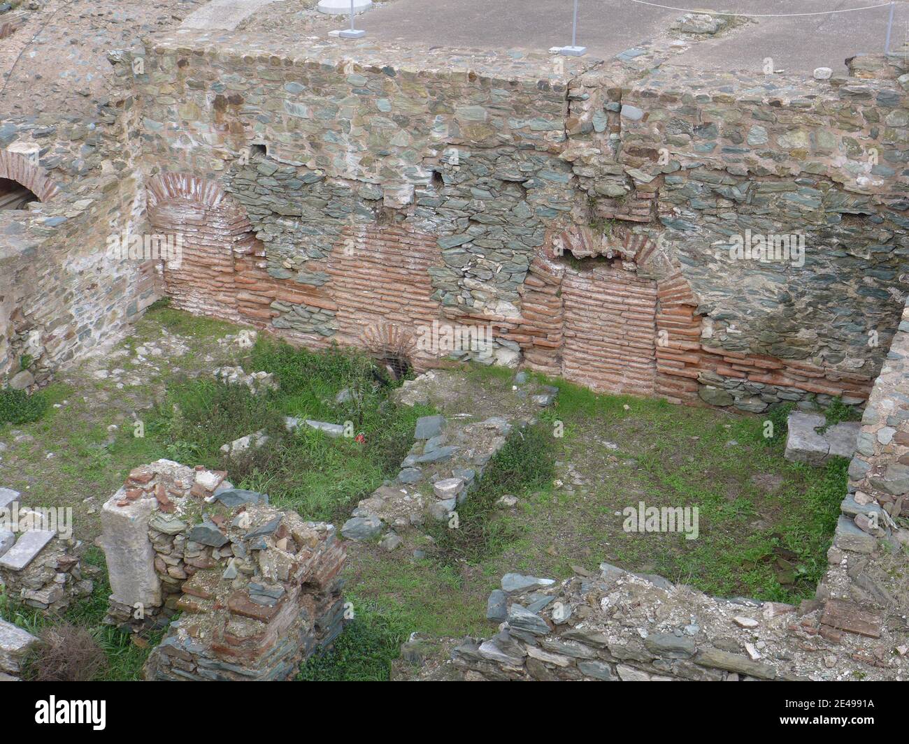 Ancient Roman Byzantine forum with arcade in Thessaloniki, Greece Stock ...