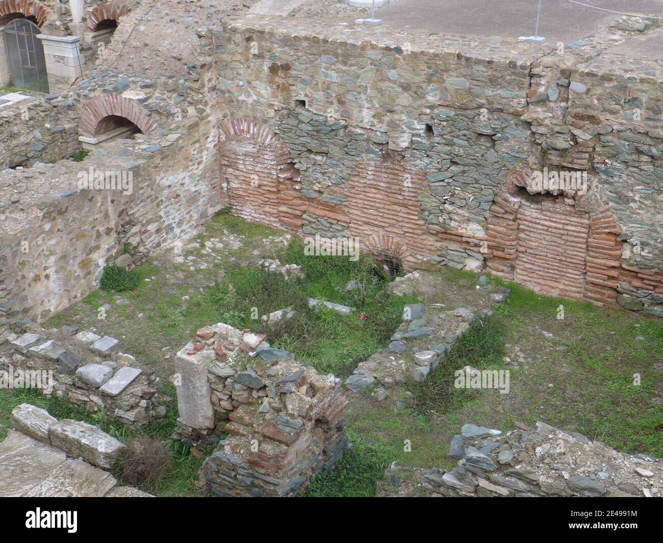 Ancient Roman Byzantine forum with arcade in Thessaloniki, Greece Stock ...