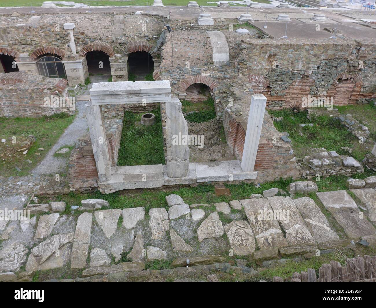 Ancient Roman Byzantine forum with arcade in Thessaloniki, Greece Stock ...