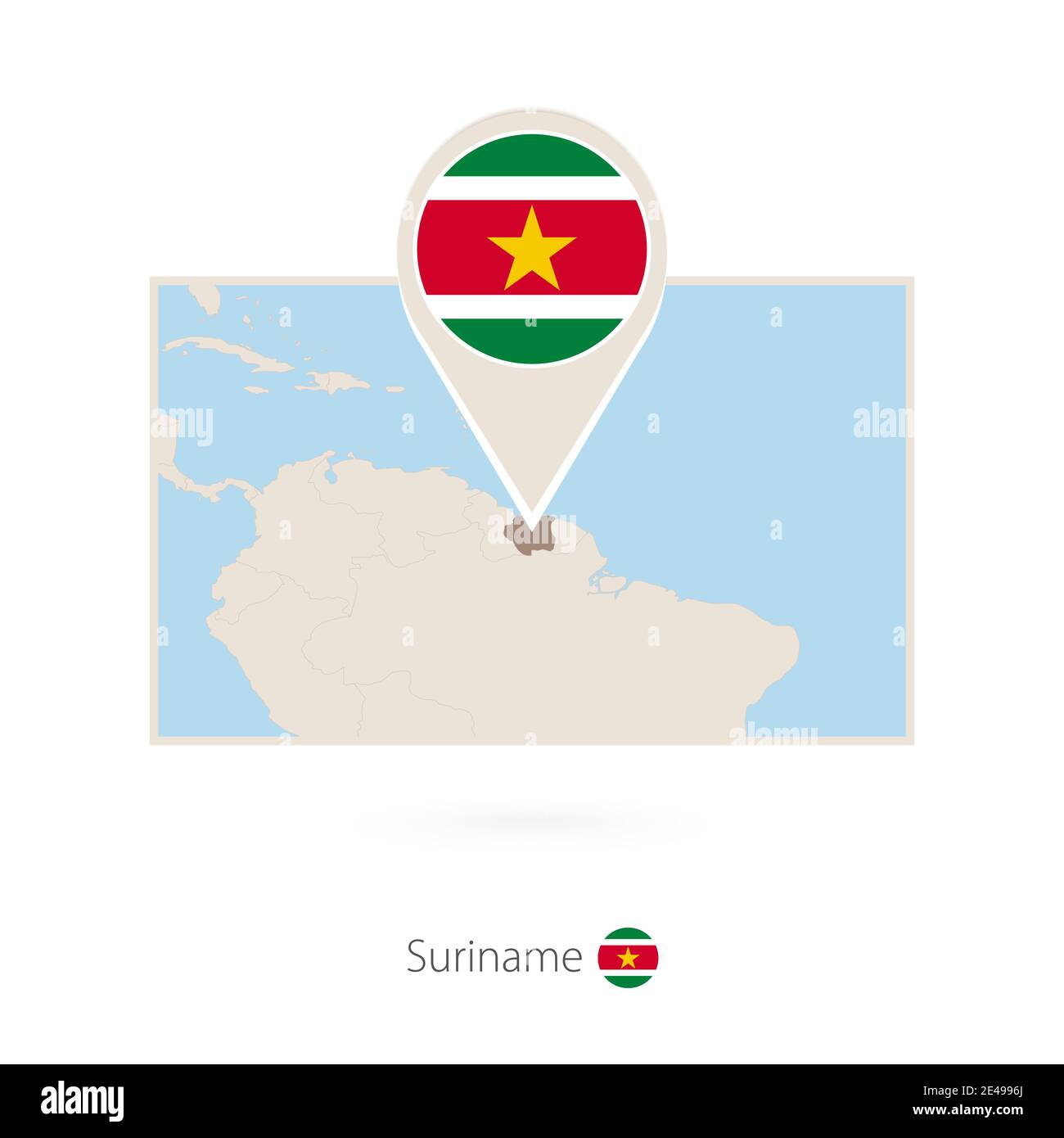 Rectangular map of Suriname with pin icon of Suriname Stock Vector Image & Art - Alamy