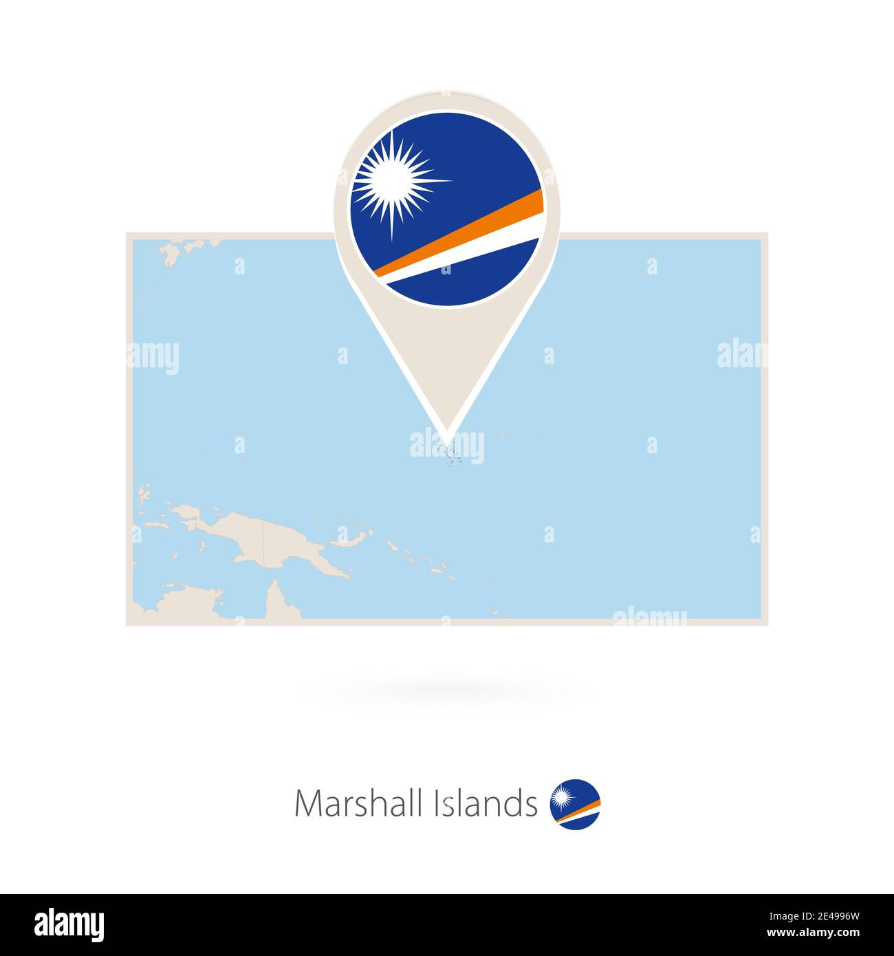 Rectangular map of Marshall Islands with pin icon of Marshall Islands ...