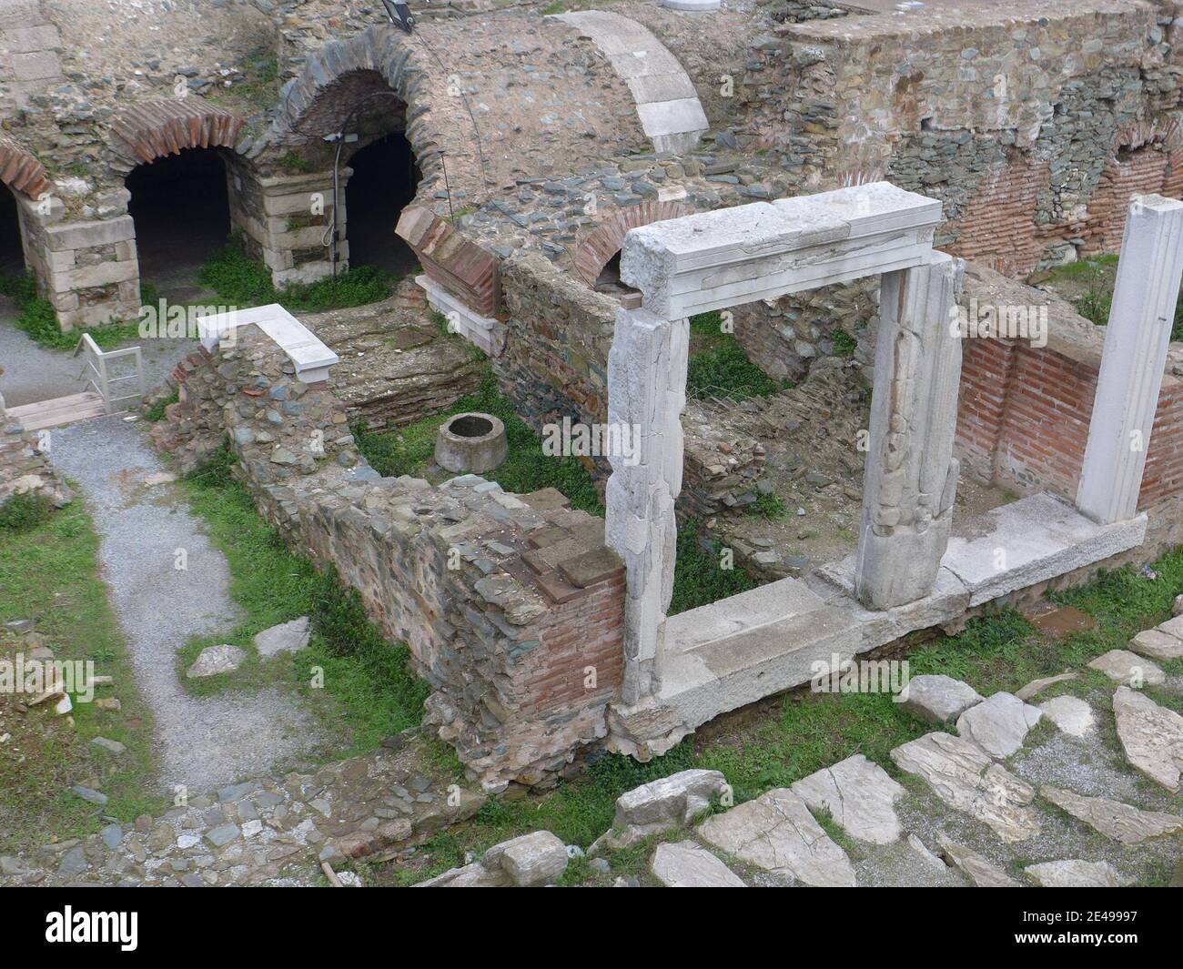 Ancient Roman Byzantine forum with arcade in Thessaloniki, Greece Stock ...