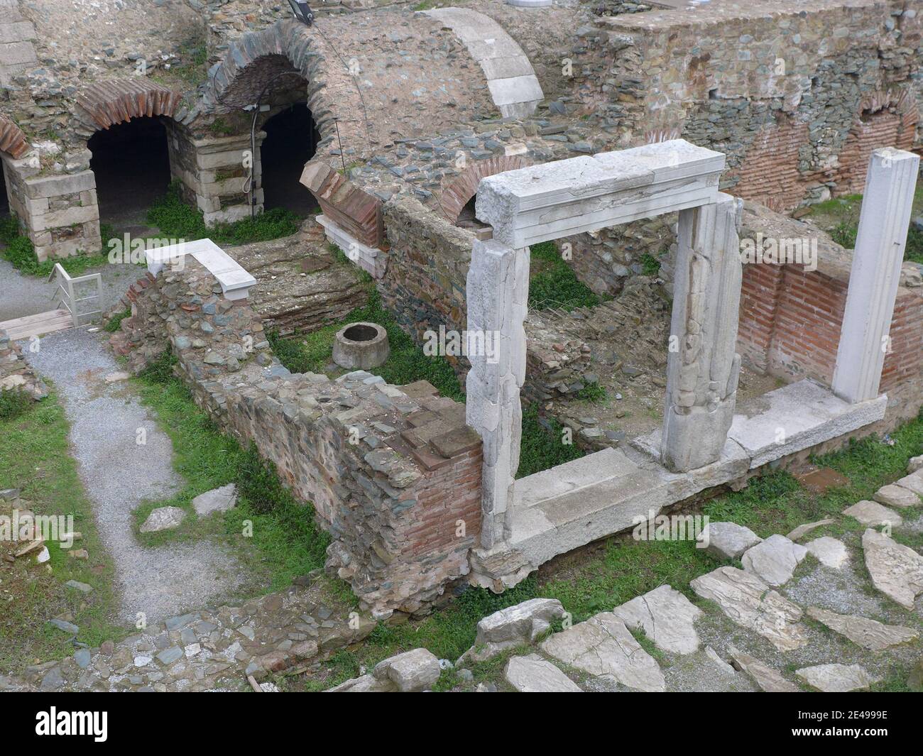 Ancient Roman Byzantine forum with arcade in Thessaloniki, Greece Stock ...